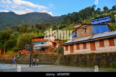 Ghara, Nepal - Oct 25, 2017. Stone houses of Paudwar Village in Ghara ...