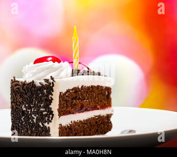 Birthday Cream Cake Meaning Gateaux Slice And Cafe Stock Photo - Alamy