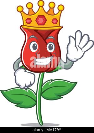 Cartoon Mascot Of Rose Character with king and expression set. Vector ...