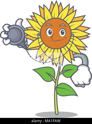 Doctor sunflower character cartoon style Stock Vector Image & Art - Alamy