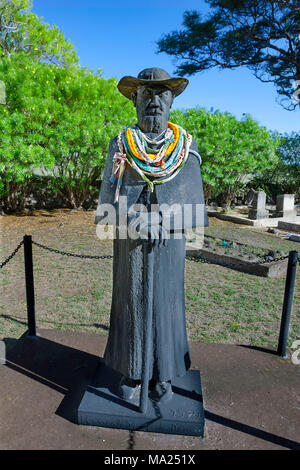 A statue of Father Damien outside St. Joseph's Church on the Pacific ...