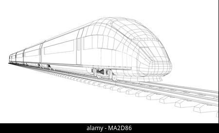 Abstract polygonal high-speed passenger train Stock Photo - Alamy
