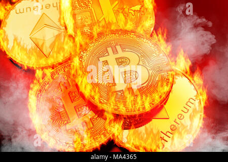 Bitcoin crypto currency crashing concept Stock Photo - Alamy