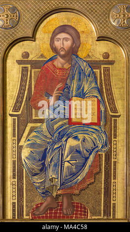 ZARAGOZA, SPAIN - MARCH 1, 2018: The icon of prayered angels on the ...