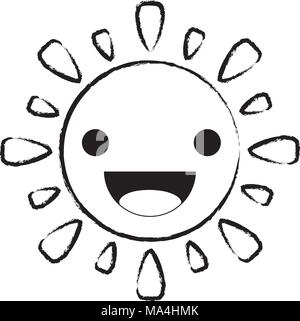kawaii excited sun icon over white background, vector illustration ...