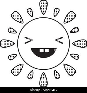 kawaii excited sun icon over white background, vector illustration ...