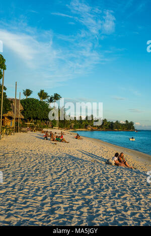Matira Beach at sunset, Bora Bora, Society Islands, French Polynesia ...