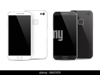 New phone front and black vector drawing eps10 format isolated on white ...