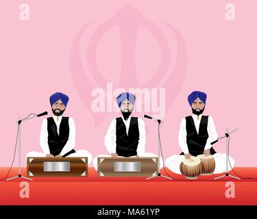 Vector illustration of guru granth sahib parkash utsav with orange ...