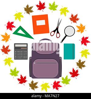 school supplies in schoolbag Stock Vector Image & Art - Alamy
