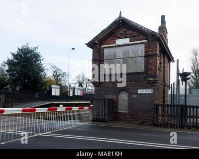 Closed and disused railway signal box at Howden Railway Station, Howden ...
