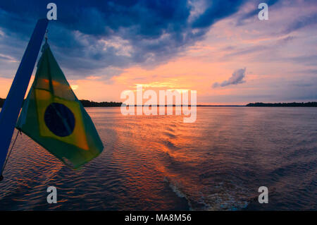 sunset on Amazon River, Rio Solim§es, Brazil, amazonas Stock Photo - Alamy