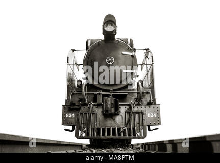 vintage train front view isolated on white background Stock Photo - Alamy