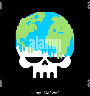 Earth skull. head of skeleton is planet. Continents and Oceans. global ...