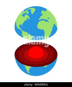 Internal structure of Earth. Planet in low poly style; inner core ...
