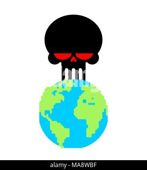 Earth skull. head of skeleton is planet. Continents and Oceans. global ...