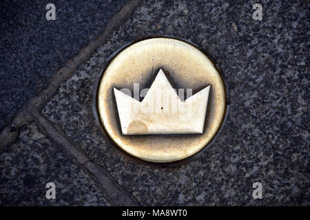 Bratislava, Slovakia - June 16, 2017: Crown on the street marks the ...
