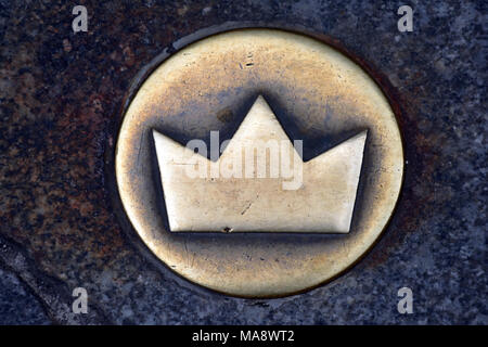 Bratislava, Slovakia - June 16, 2017: Crown on the street marks the ...