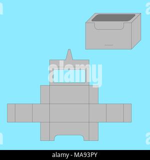 Ready Box design with Shelf Hanging Holes and Die cut Layout. Blueprint ...