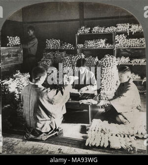 [ 1900s Japan - Japanese Silk Factory ] — Women in kimono weaving silk ...