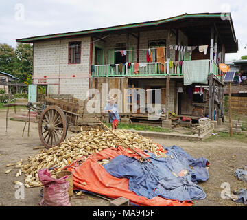 Vernacular village and house near Inle Lake in Shan State, Myanmar ...