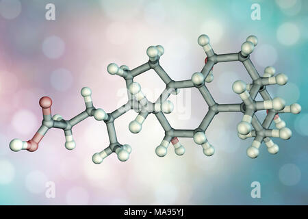 Cholic acid (cholate) molecule. Main bile acid component. Stylized ...