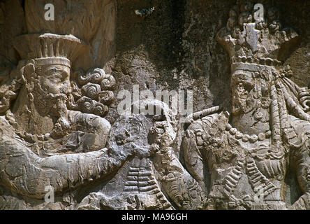 Rock relief from the Sassanid Empire, coronation ceremony, investiture ...