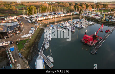 Aerial view of the yacht harbour at Emsworth marina in West Sussex at ...