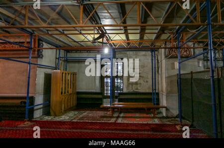 Inside renovation with construction scaffolding of the Beyazit Mosque ...
