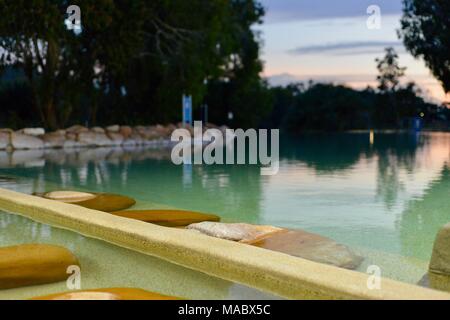 The bottom lagoon pool at sunset at Riverway, Townsville, Queensland ...