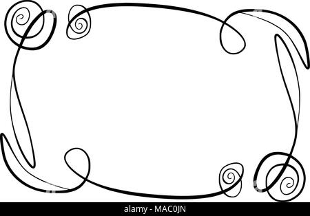 Flourish Vector Frame. Rectangle with squiggles, twirls and ...