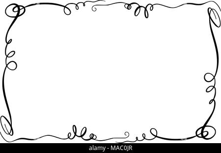 Flourish Vector Frame. Rectangle with squiggles, twirls and ...