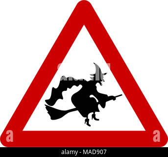 Warning sign with witch symbol Stock Photo - Alamy
