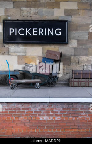 Pickering Railway Station Sign, Yorkshire, England, UK Stock Photo - Alamy