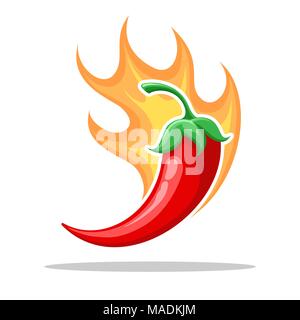 Chilli fire pepper. Flamed spicy pepper pod, burning red peppers icon ...