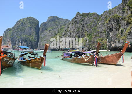 Maya Bay beach Koh Phi Phi Thailand in the morning with turqouse ...