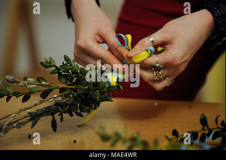WARSAW, POLAND - Mar, 2018 Church stained glass windows in Warsaw Stock ...