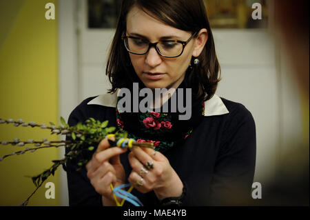 WARSAW, POLAND - Mar, 2018 Church stained glass windows in Warsaw Stock ...