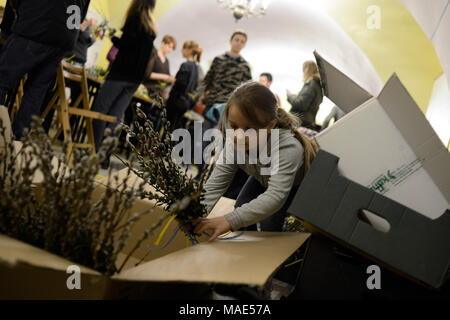 WARSAW, POLAND - Mar, 2018 Church stained glass windows in Warsaw Stock ...