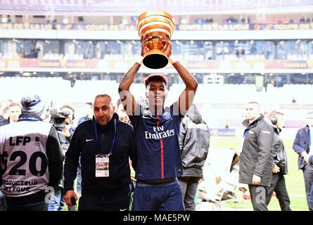 Presnel KIMPEMBE of PSG in action during French Cup Paris Saint-Germain ...