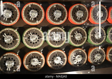The Bombe Breakthrough exhibition at Bletchley Park. Replica bombe ...