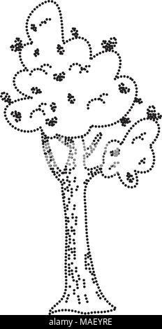 dotted shape natural tree with leaves design vector illustration Stock ...