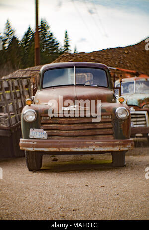 A 1950 Chevrolet work truck, in an old quarry, east of Clark Fork Idaho ...