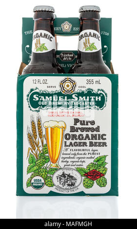 A bottle of Samuel Smith Pure Organic Lager, brewed in Tadcaster ...