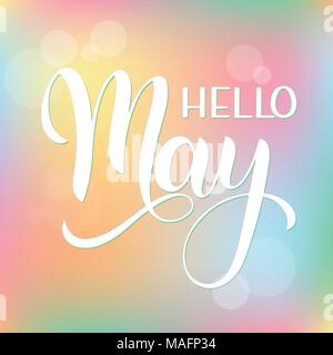 Hello May lettering. Elements for invitations, posters, greeting cards ...
