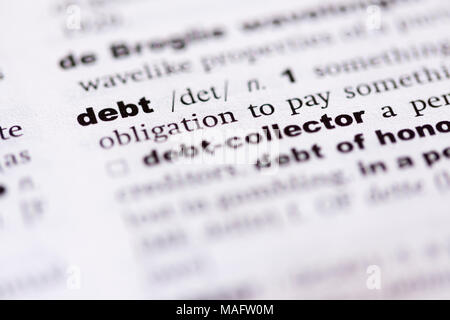 Dictionary Word - debt Stock Photo - Alamy
