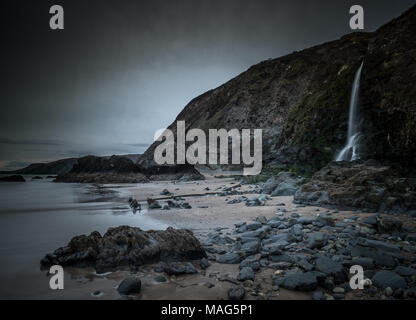 Waterfall at Tresaith Beach, Cardigan Bay, Wales Stock Photo - Alamy