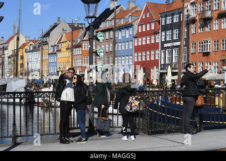 Copenhagen, Denmark. 02 April 2018. Tourists enjoy Spring sunshine on ...