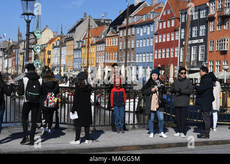 Copenhagen, Denmark. 02 April 2018. Tourists enjoy Spring sunshine on ...