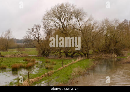 River Nadder, Wiltshire. 2nd April 2018. UK Weather: Flood Warning ...